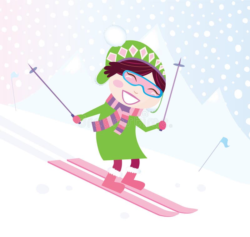 Vintage Pin-up Girl Skiing Poster Stock Vector - Illustration of adult ...