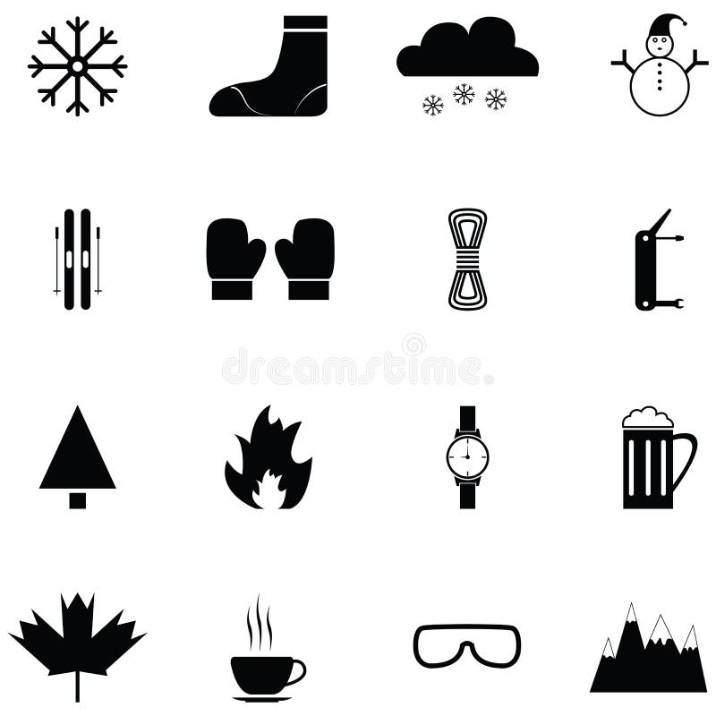 Skiing icon set stock vector. Illustration of skating - 120571472