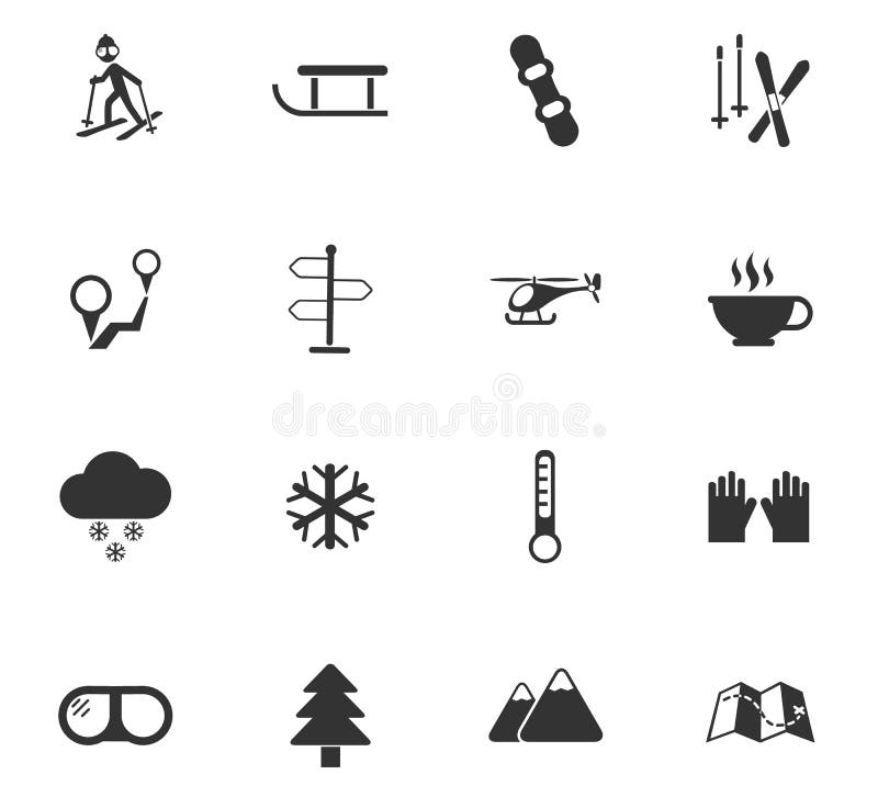 Skiing icon set stock vector. Illustration of cloud - 141424134