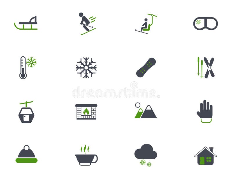 Skiing icon set stock vector. Illustration of icon, mountains - 232821438