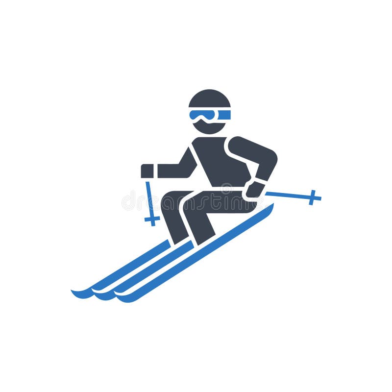 Skiing Icon stock vector. Illustration of action, snow - 374474422