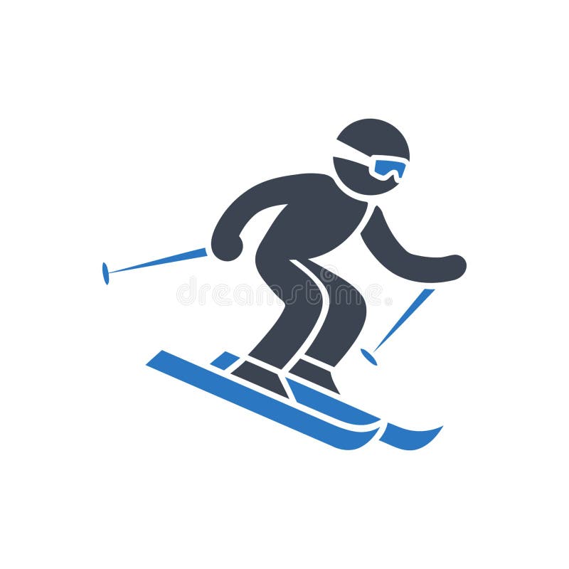 Skiing Icon stock vector. Illustration of winter, symbol - 374474509
