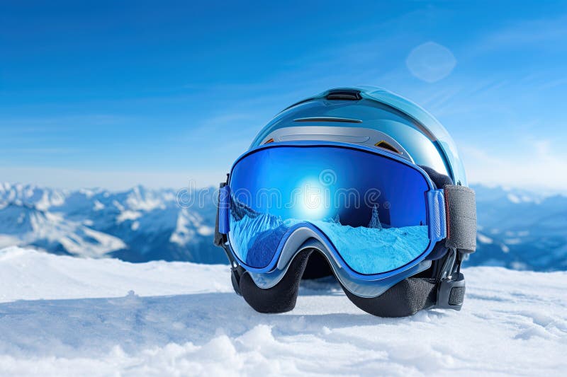 Skiing Mask in the Snow. Empty Space on the Side To Add Text or Logo ...