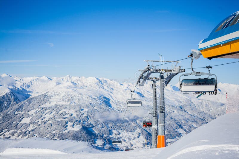 Skiing resort in Austria stock image. Image of frost - 25493283