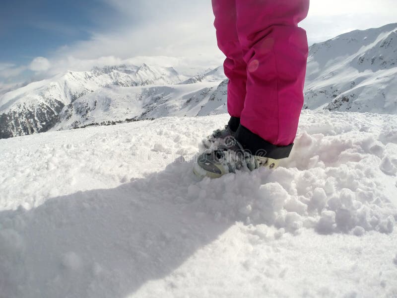 Skiing shoes on snow stock image. Image of magnificent - 87365843