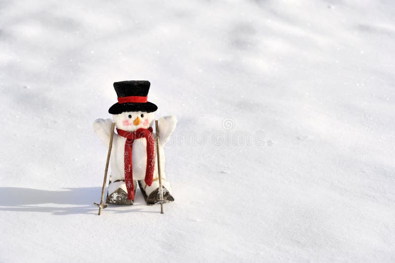 Skiing Snowman in Winter Landscape Stock Photo - Image of snow, rural ...