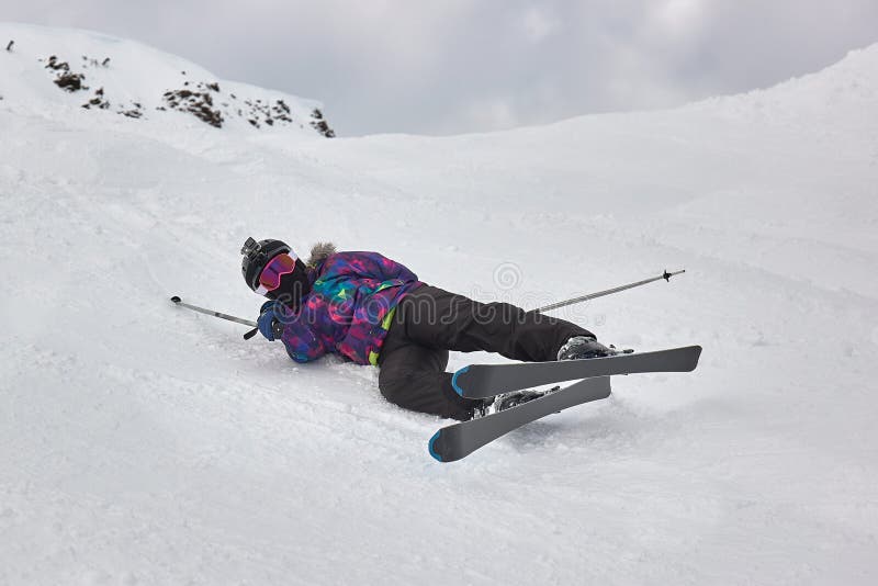 Skiing in the Winter Fallen Over Stock Image - Image of fallen ...