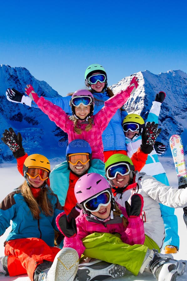 Family, Ski,snow, Sun and Fun Stock Photo - Image of happiness ...
