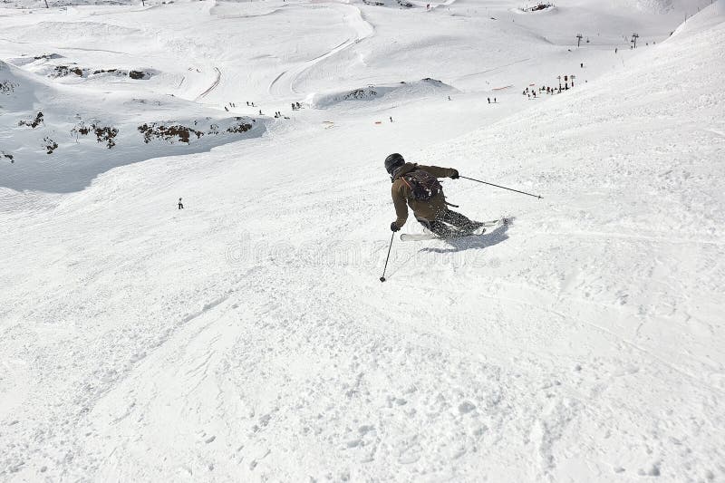 Skiing in the Winter Snowy Slopes Stock Image - Image of active ...