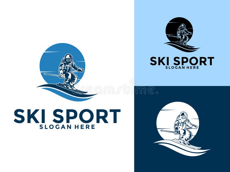 Skiing Winter Sport Logo Vector Symbol, Mountain Skiing Logo Design ...