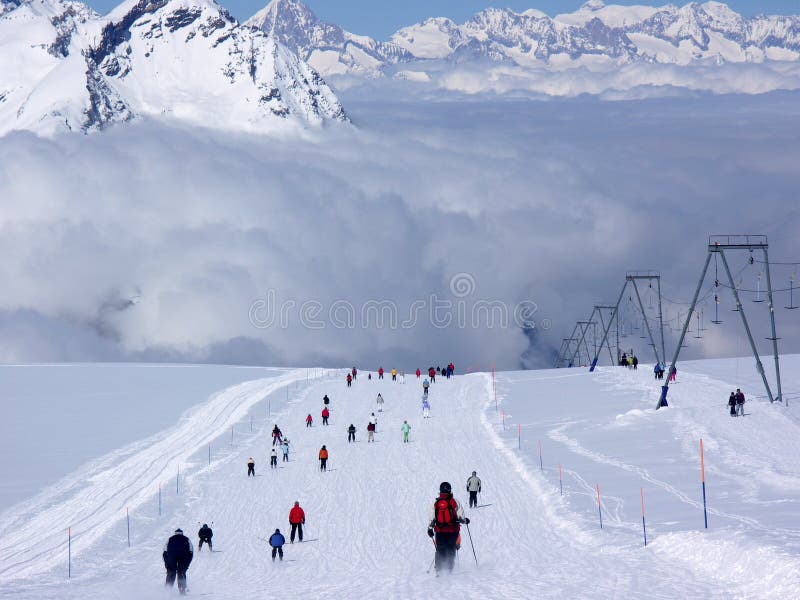 Skiing in Zermatt stock photo. Image of piste, downhill - 9563234