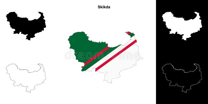 Skikda outline map stock vector. Illustration of region - 342074724