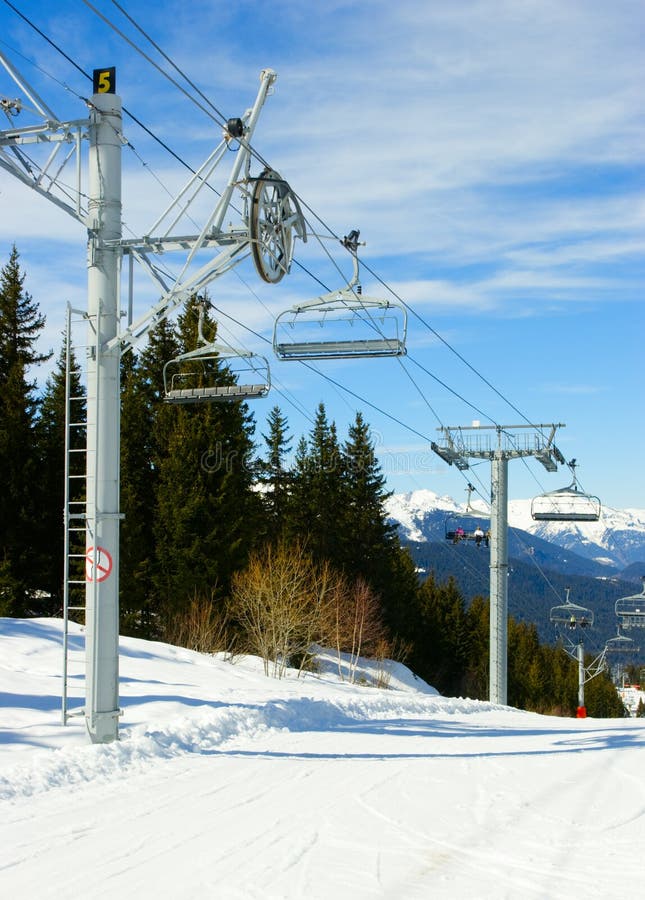Ski Lift in Winter Mountain Stock Photo - Image of outside, alpine ...