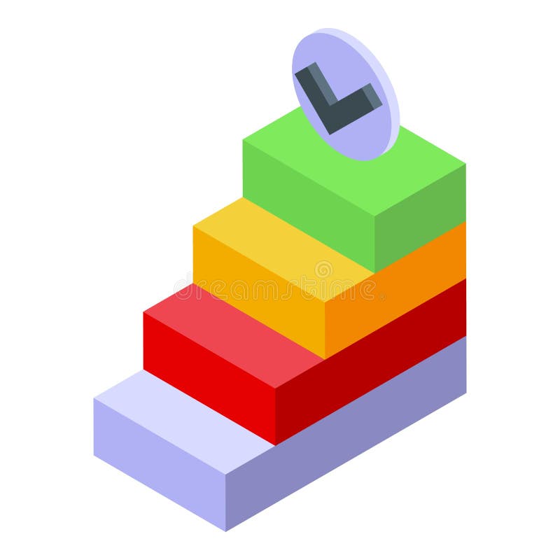 Skill Level Stairs Icon Isometric Vector. Training Development Stock ...