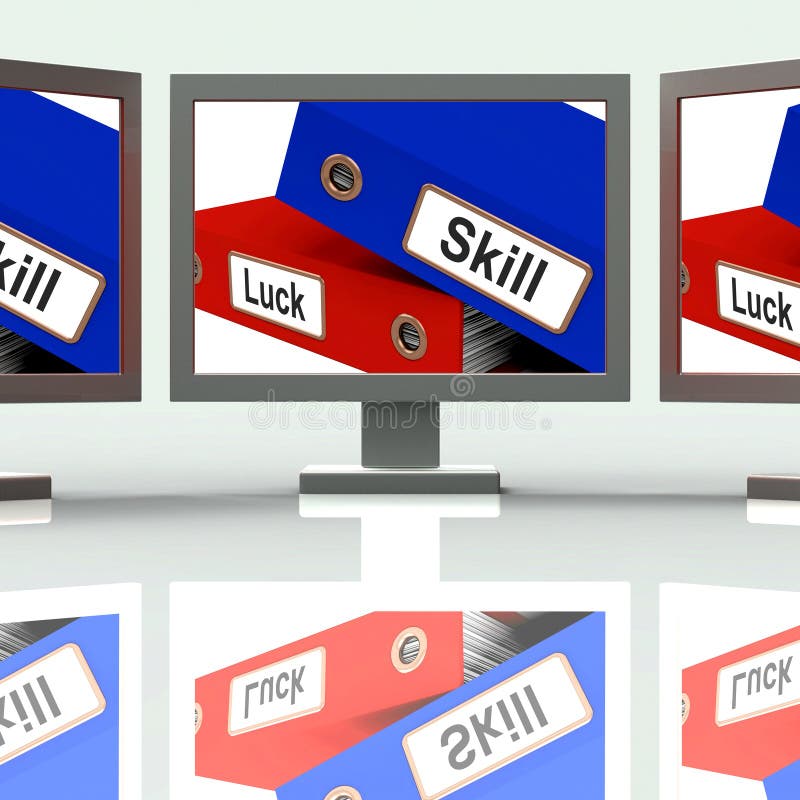 Skill and Luck Folders Show Expertise or Chance Stock Illustration ...