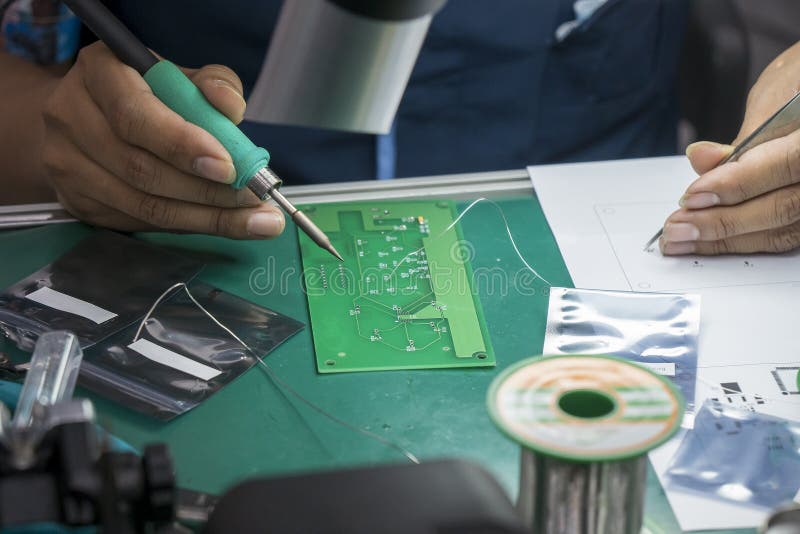 The Skill Operator Soldering the Circuit Board . Stock Image - Image of ...