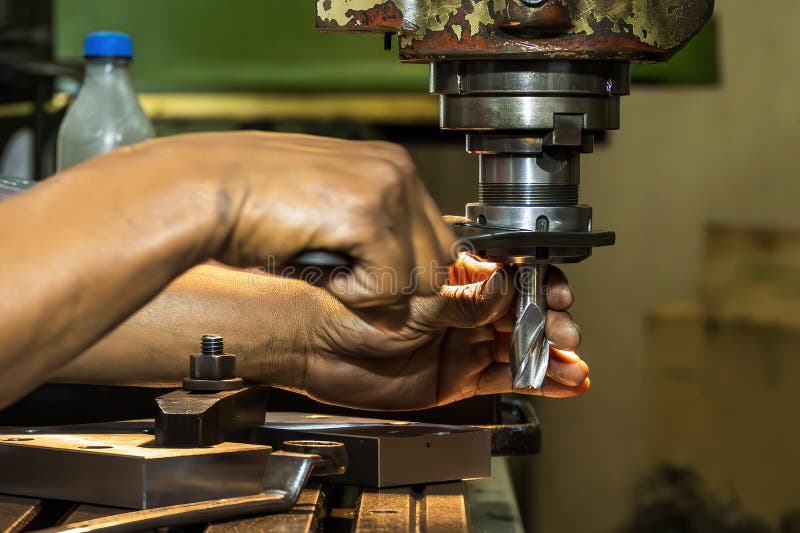 The Skill Operator Working with NC Milling Machine Stock Photo - Image ...