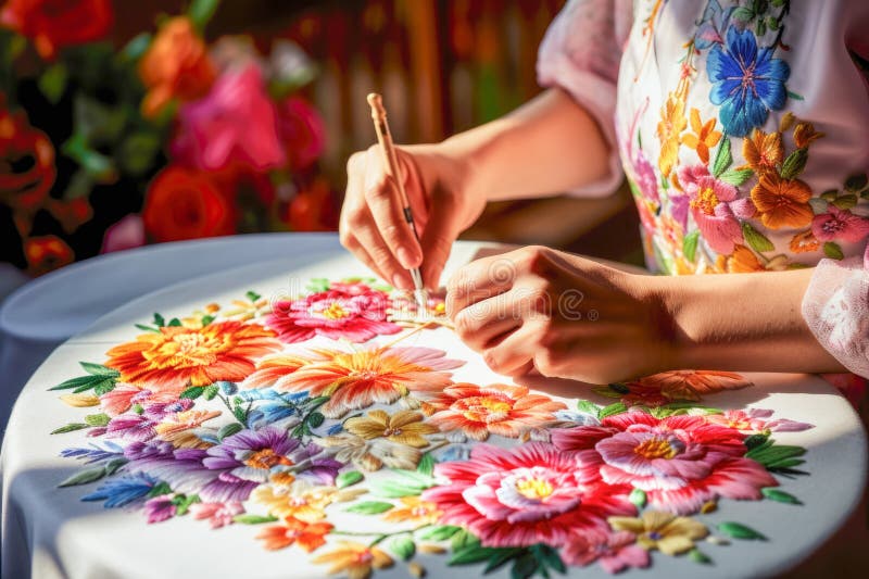 The Skill and Precision As an Expert Needleworker Creates Exquisite ...