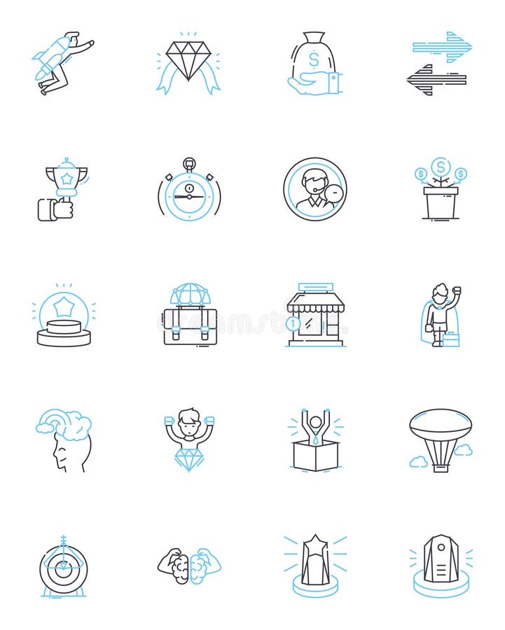Skill Progression Linear Icons Set. Advancement, Growth, Development ...