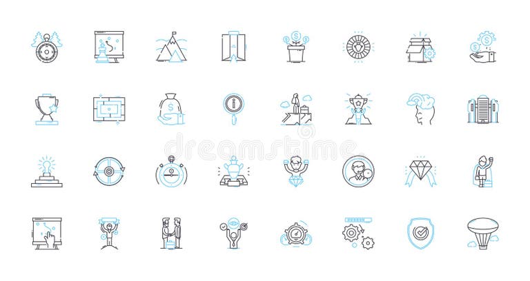 Skill Progression Linear Icons Set. Advancement, Growth, Development ...