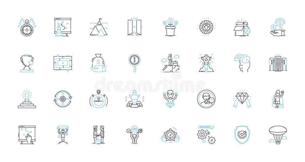 Skill Progression Linear Icons Set. Advancement, Growth, Development ...