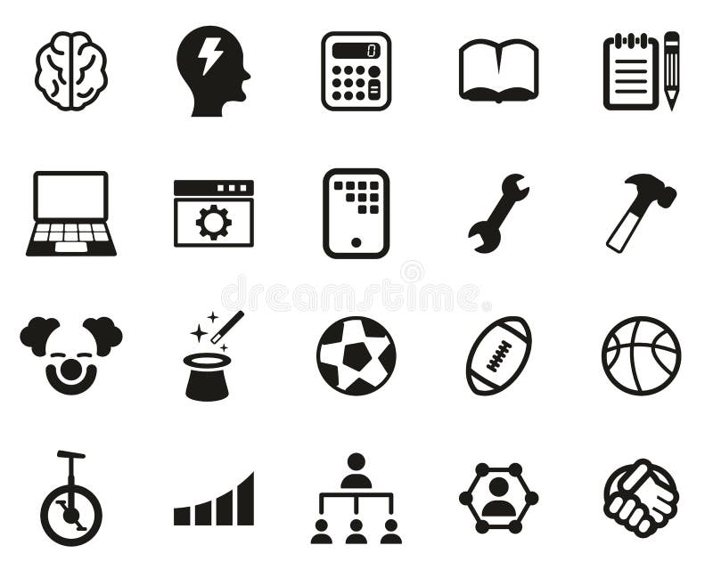 Skill & Talent Icons Black & White Set Big Stock Vector - Illustration ...