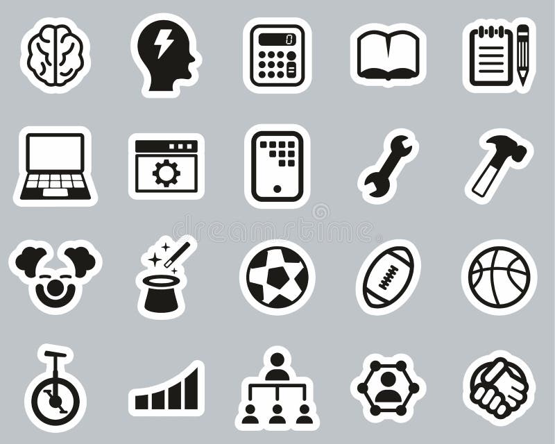 Skill & Talent Icons Black & White Sticker Set Big Stock Vector ...