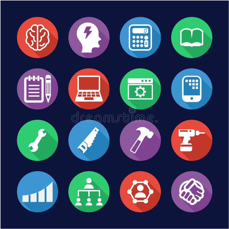Skill or Talent Icons Flat Design Circle Stock Vector - Illustration of ...