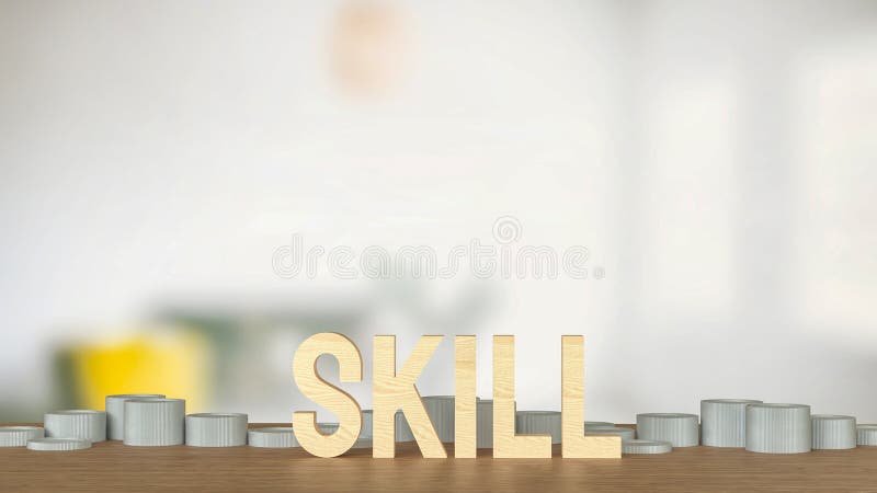 The Skill Text and Coins for Training or Learn Concept 3d Rendering ...