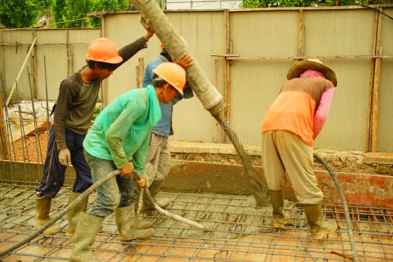 The Skill Worker Working on Concrete Casting. Editorial Stock Photo ...