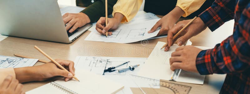 Skilled Architect Using Architectural Equipment during Meeting ...