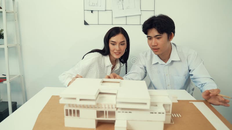 Skilled Architecture Engineer Team Measure and Decide House Model ...