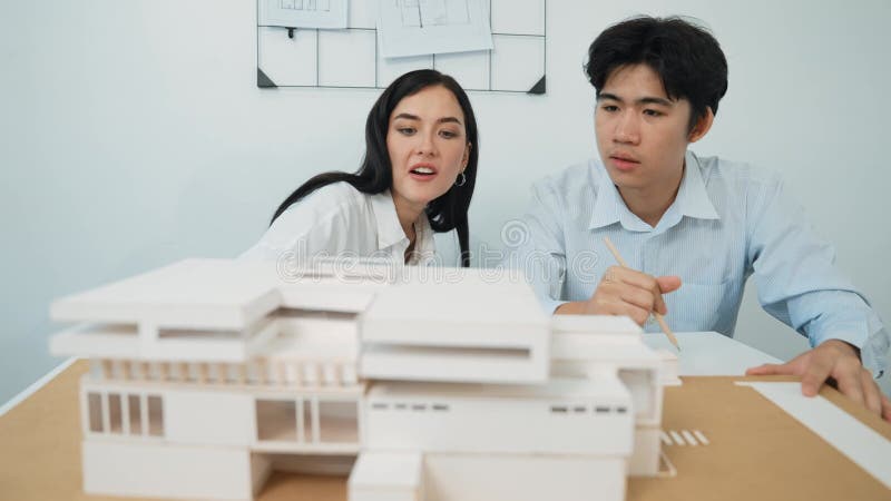 Skilled Architecture Engineer Team Measure and Decide House Model ...