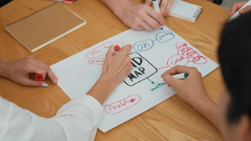 Skilled Business People Hand Brainstorming Idea by Using Mind Map ...