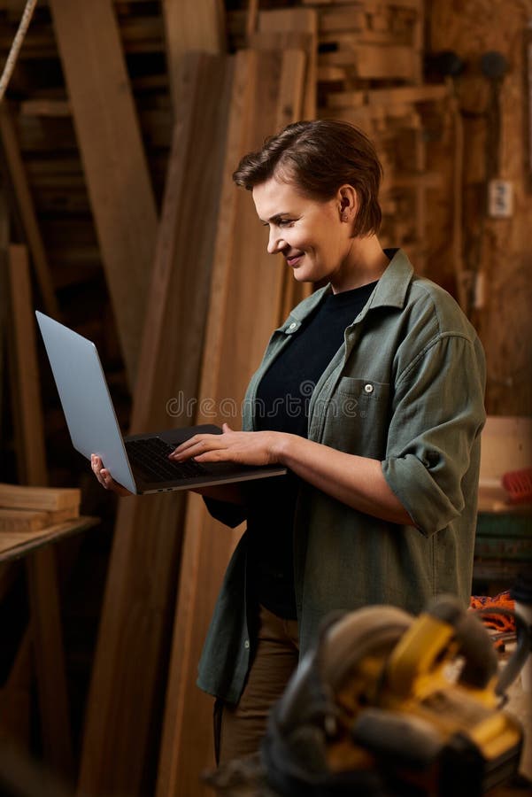 Skilled Carpenter Engaged in Woodworking Tasks Stock Image - Image of ...