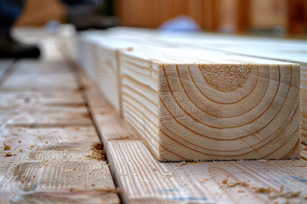 Skilled Carpenter Precisely Positioning Timber Beams for a Sturdy ...