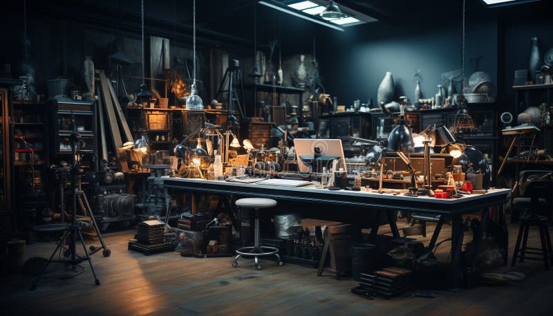 A Skilled Carpenter Works Inside a Modern Workshop with Metal Tools ...