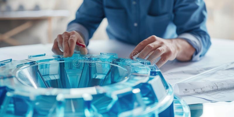 Skilled Civil Engineer Planning Urban City Plan by Using Model at Table ...