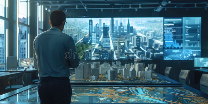 Skilled Civil Engineer Planning Urban City Plan by Using Model at Table ...