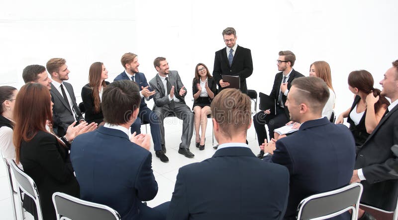 Coach Asks Questions To the Participants of the Training. Stock Photo ...