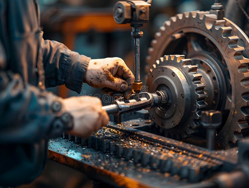 Skilled Craftsman Meticulously Adjusting Intricate Machinery with ...