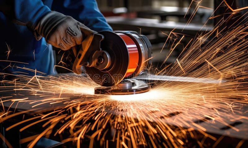 A Skilled Craftsman Working on Metal with a Powerful Grinder Stock ...