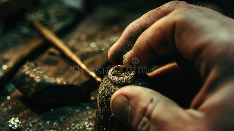 Goldsmith at work stock image. Image of precious, ring - 377147833