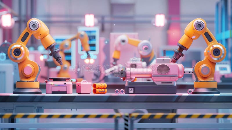 294 Skilled 3D Cartoon Machinists Operating Advanced Manufacturing ...