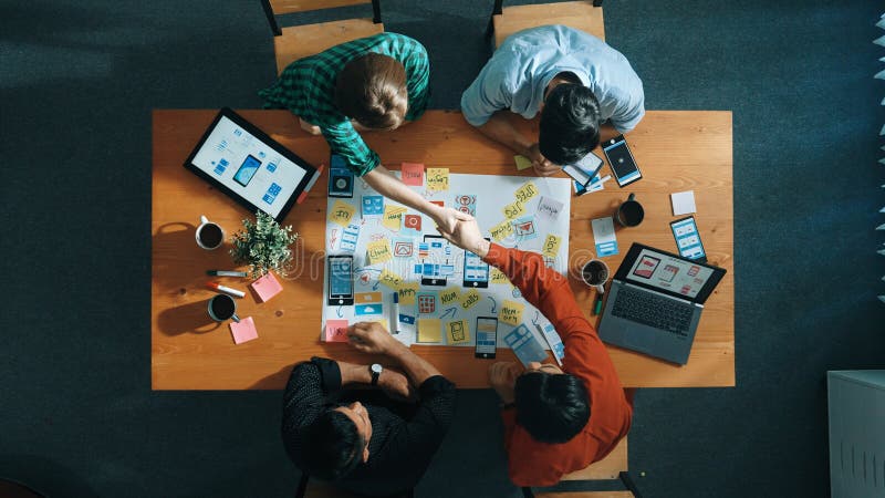 Skilled Developer Team Sharing Ux Ui Design By Using Mind Map Convocation Stock Image Image