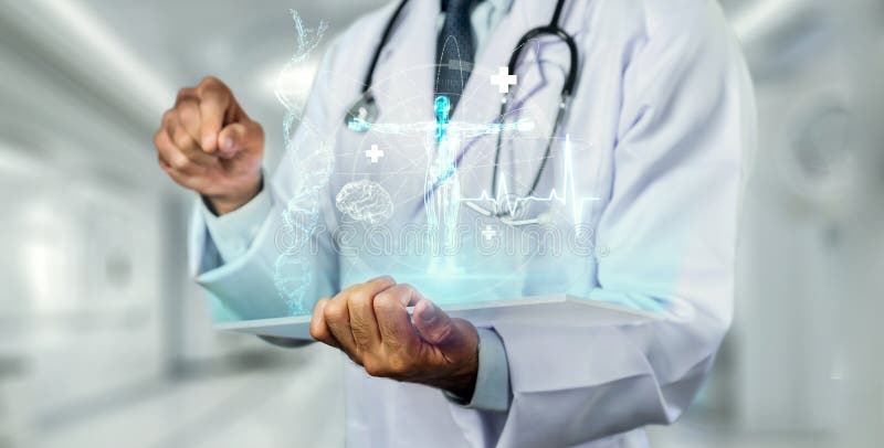 Skilled Doctor Using VR Goggles and Research about Genetic at Lab ...