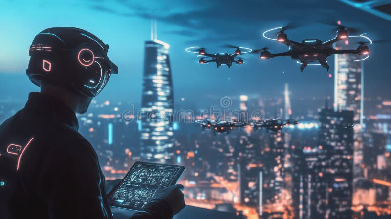 A Skilled Drone Pilot Manages a Fleet of Advanced Drones from a Modern ... A Skilled Drone Pilot Manages a Fleet of Advanced Drones from a Modern ...