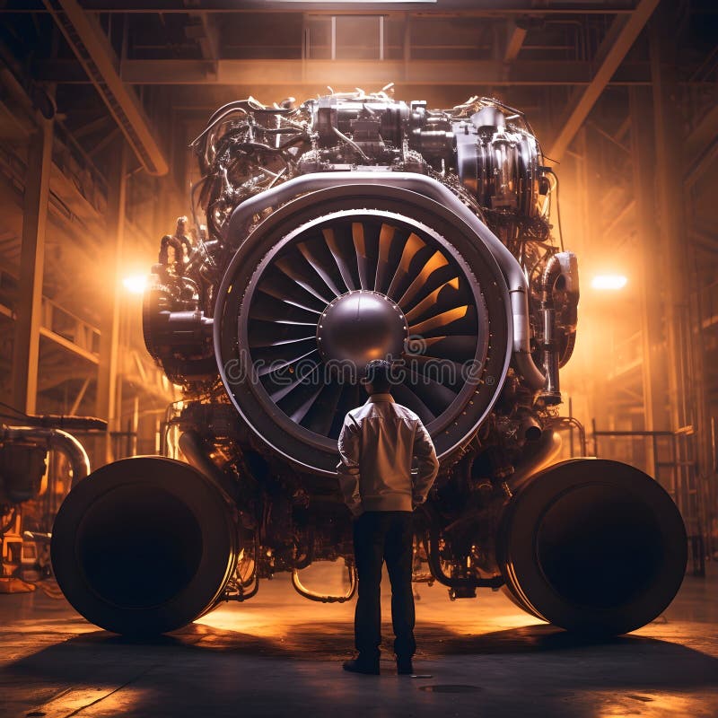 Aircraft Engine Repair in Hangar Stock Illustration - Illustration of ...