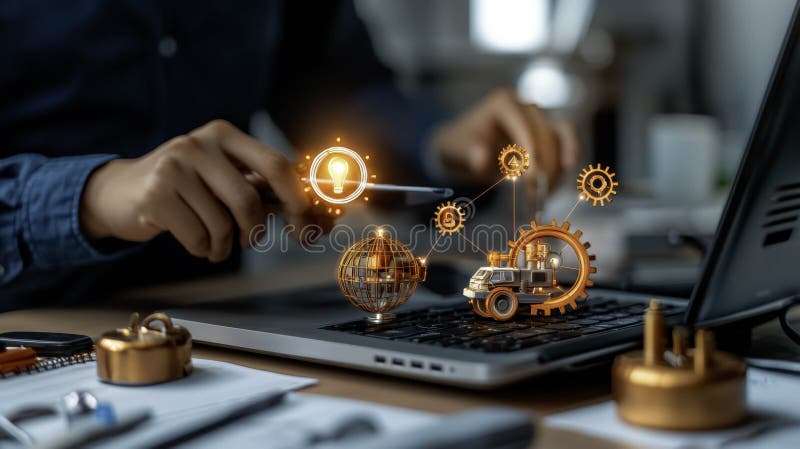 Skilled Engineers in Modern Workspace Use Digital Automation Tools ...