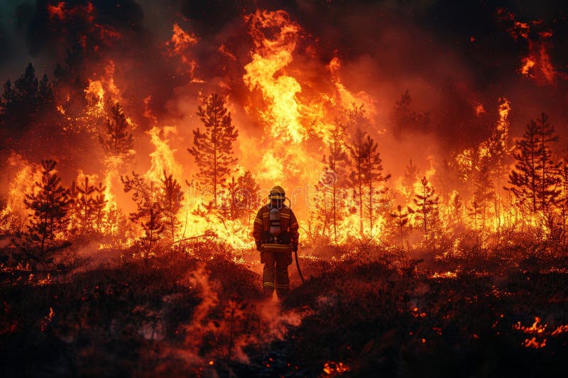 Skilled Firefighters Battling High Priority Forest Blaze, Tackling ...